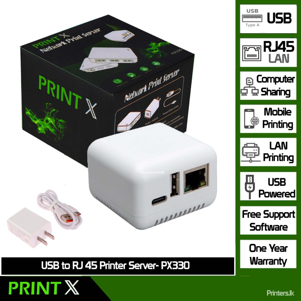 PX330 USB to RJ45 Network Print Server - PRINTERS.LK PVT LTD