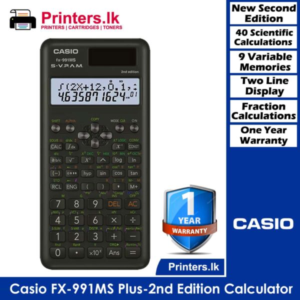 Casio FX-991MS Plus-2nd Edition Scientific Calculator - PRINTERS.LK PVT LTD