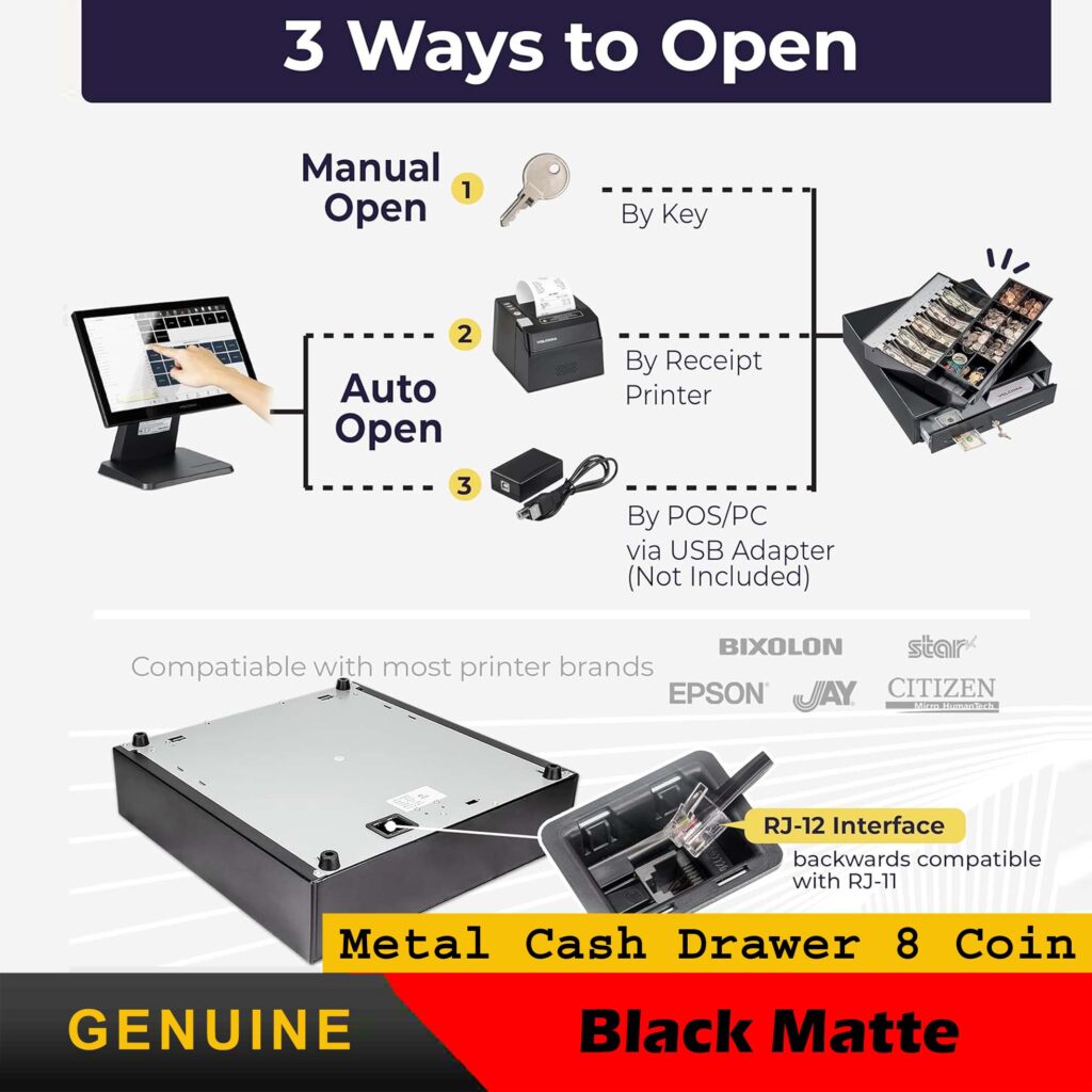 Metal Cash Drawer 8 Coin - PRINTERS.LK PVT LTD
